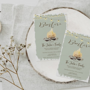 EDITABLE Bonfire Invitation Card, S'more Wedding Bridal Engagment ...