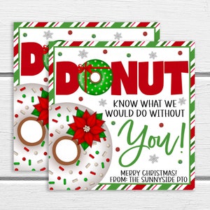 Christmas Donut Gift Tag, Donut Know What We Would Do Without You ...