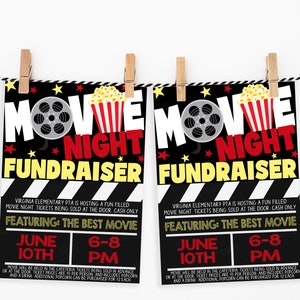 Movie Night Fundraiser Flyer, Editable Movie Church School Business ...