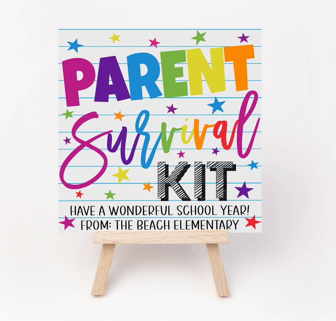 Parent Survival Kit Gift Tags, First Day Back to School Gift for ...