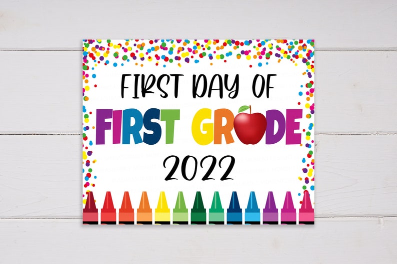 First Day of First Grade Sign 2022 Printable Photo Prop 1st - Etsy