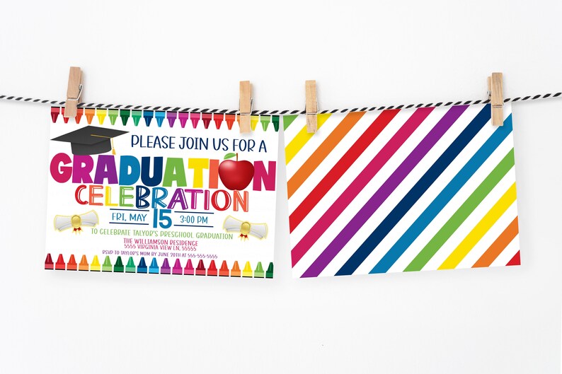 Graduation Invitation, Editable All Grades, Prek Preschool Kindergarten ...