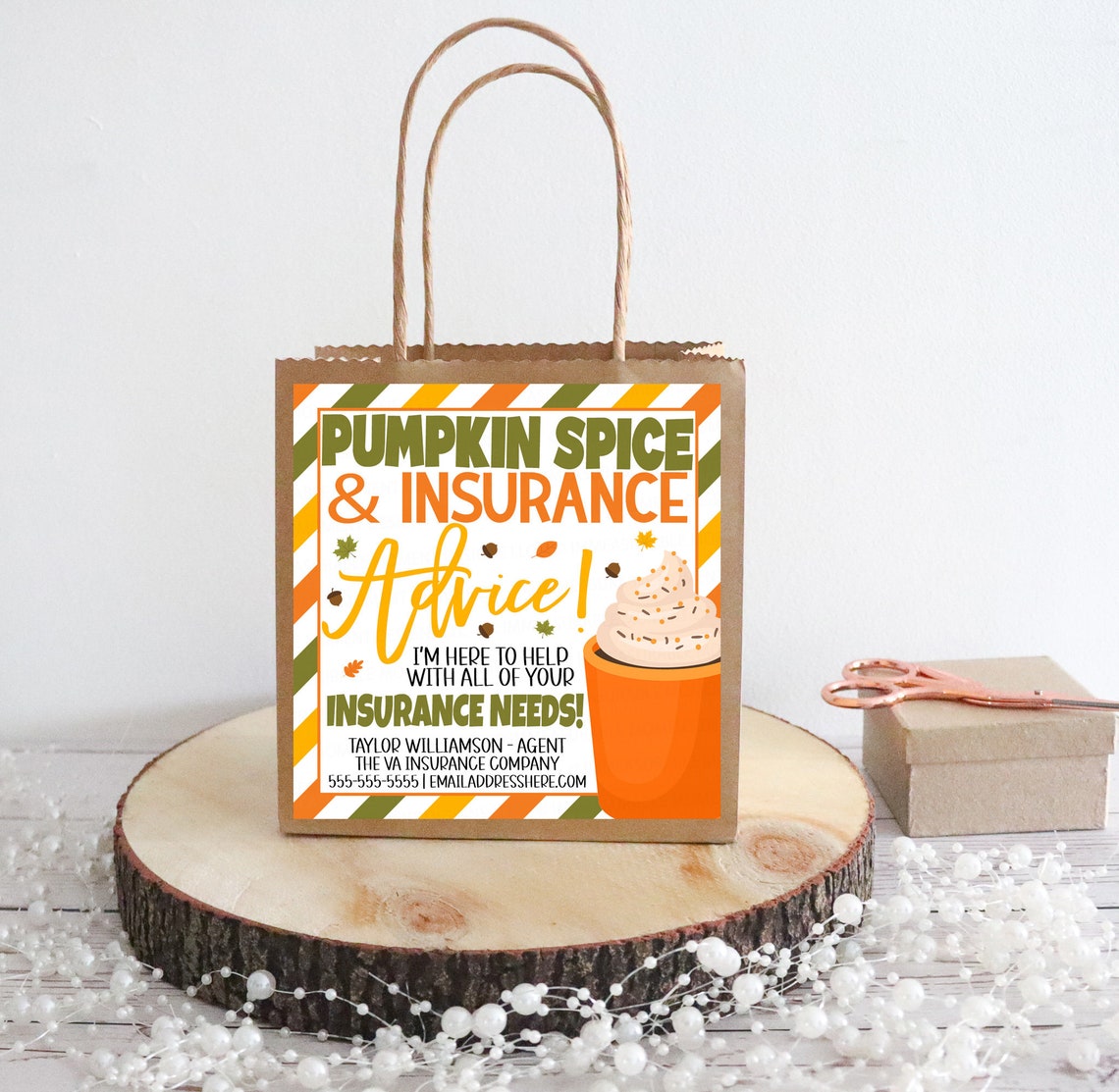 Fall Insurance Marketing Gift Tags Pumpkin Spice & Insurance - Etsy