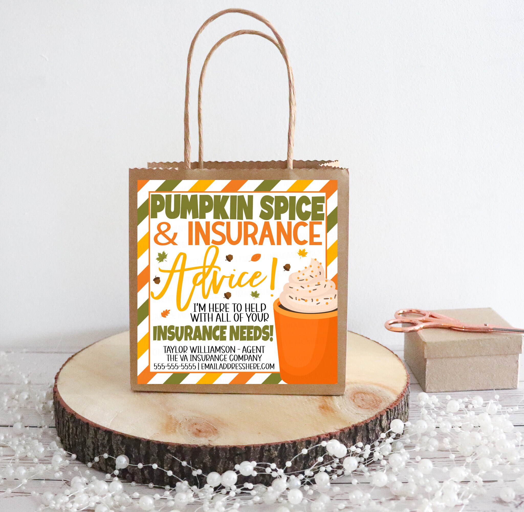 Fall Insurance Marketing Gift Tags Pumpkin Spice & Insurance - Etsy