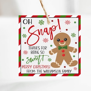 Oh Snap Christmas Treat Gift Tag Gingerbread Holiday Cookie - Etsy UK