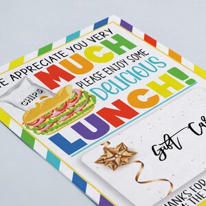 Lunch Gift Card Holder, Editable Thank You Gift Card/tag, Brunch ...