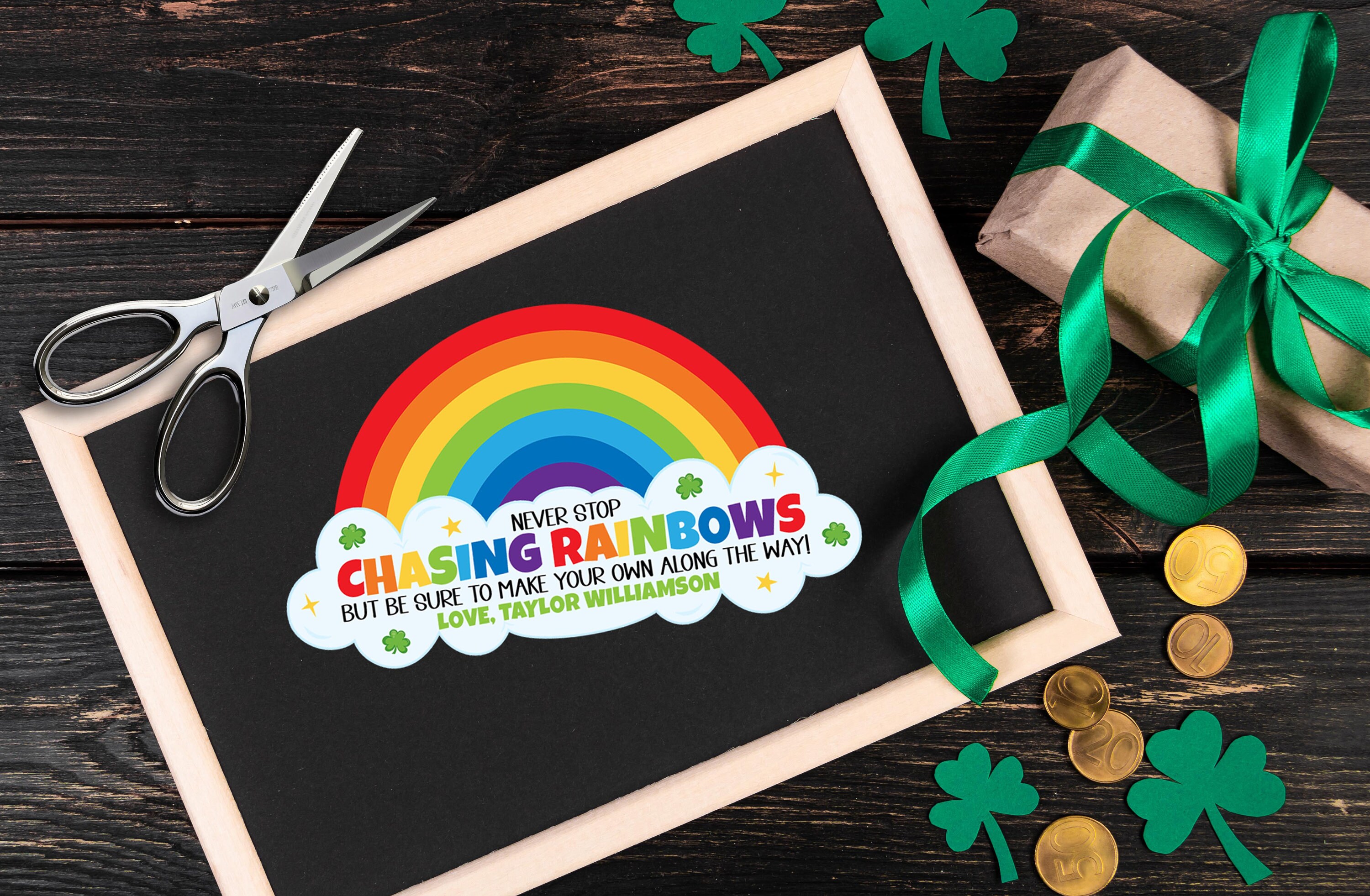 St. Patrick's Day Gift Tag, Inspirational Rainbow Gift Tag, St Patty ...