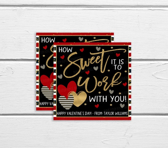 Valentine's Day Coworker Favor Tags, Editable Company Staff ...