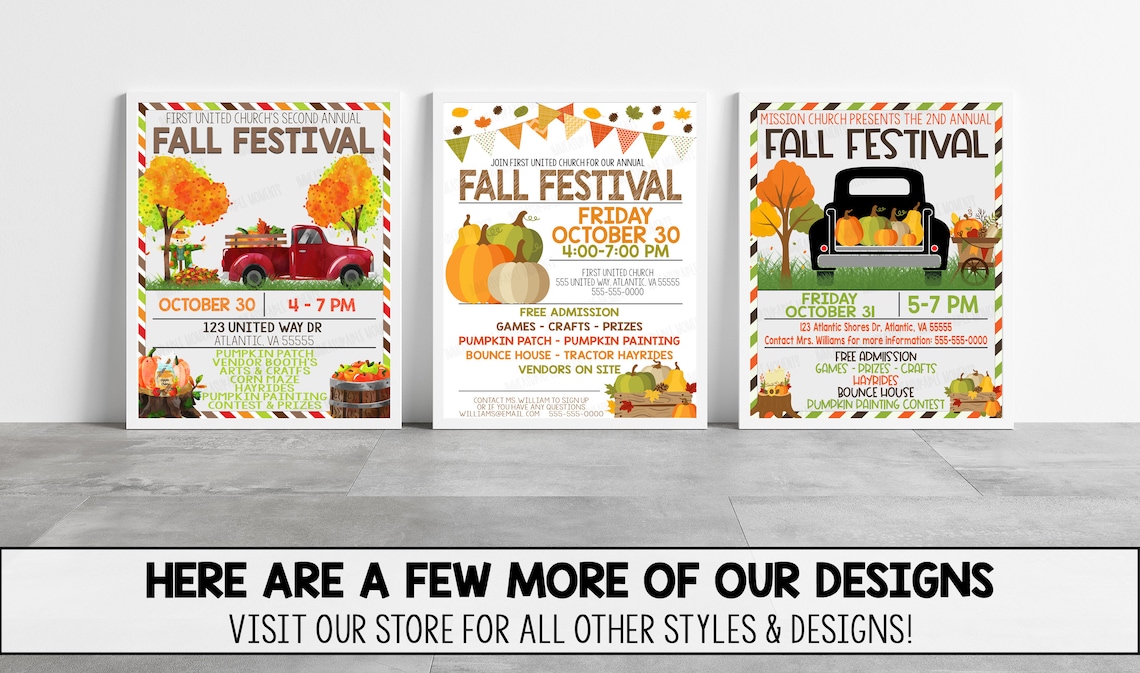 EDITABLE Fall Festival Flyer Invitation Kids Fall Event | Etsy
