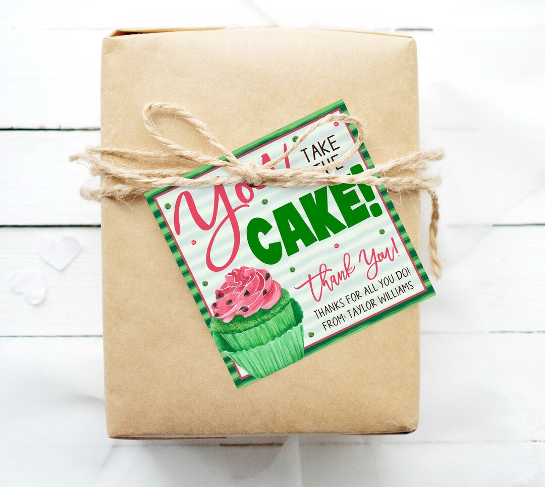 Cupcake Gift Tag, You Take the Cake, Watermelon School Teacher Staff ...
