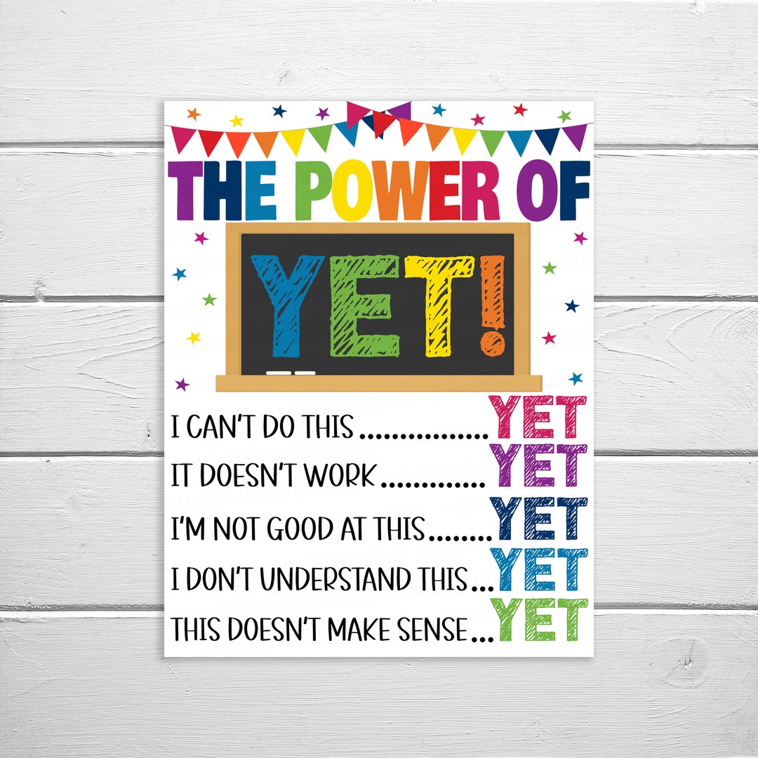 The Power of yet Sign, Instant Download, Growth Mindset Poster ...
