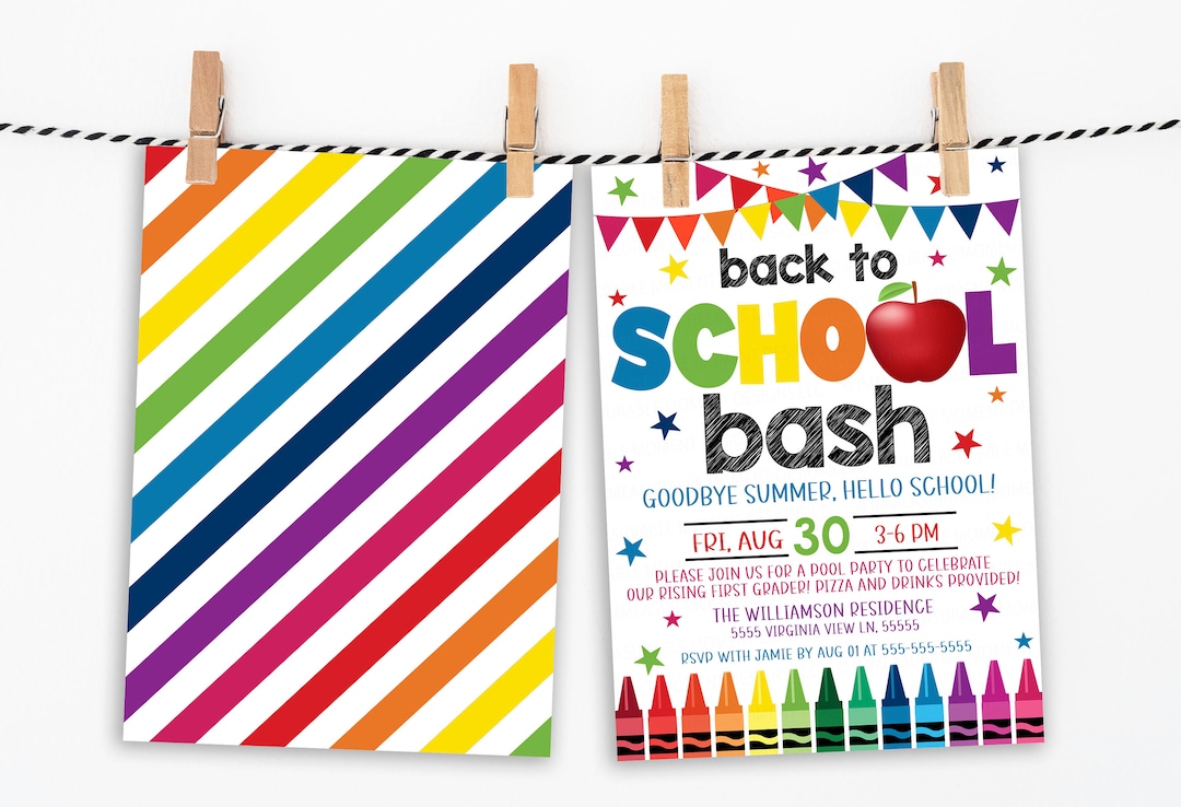 Back to School Party Invitation, Back to School Bash Invite, Preschool ...