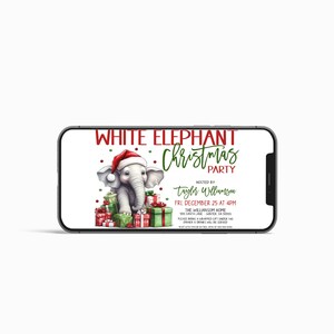 White Elephant Christmas Invitation, Christmas Gift Exchange Invite ...