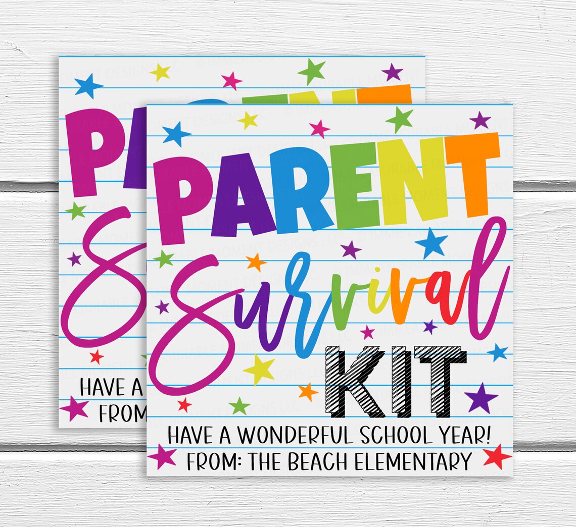 Parent Survival Kit Gift Tags, First Day Back to School Gift for ...