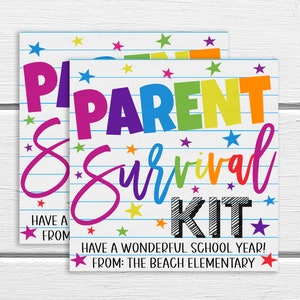 Parent Survival Kit Gift Tags, First Day Back to School Gift for ...