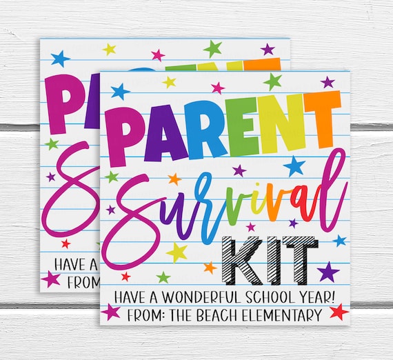 Parent Survival Kit Gift Tags, First Day Back to School Gift For ...