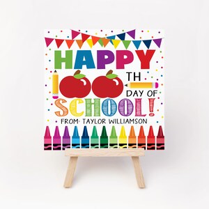 Happy 100th Day of School Gift Tag, Editable 100th Day Tag, PTA PTO ...