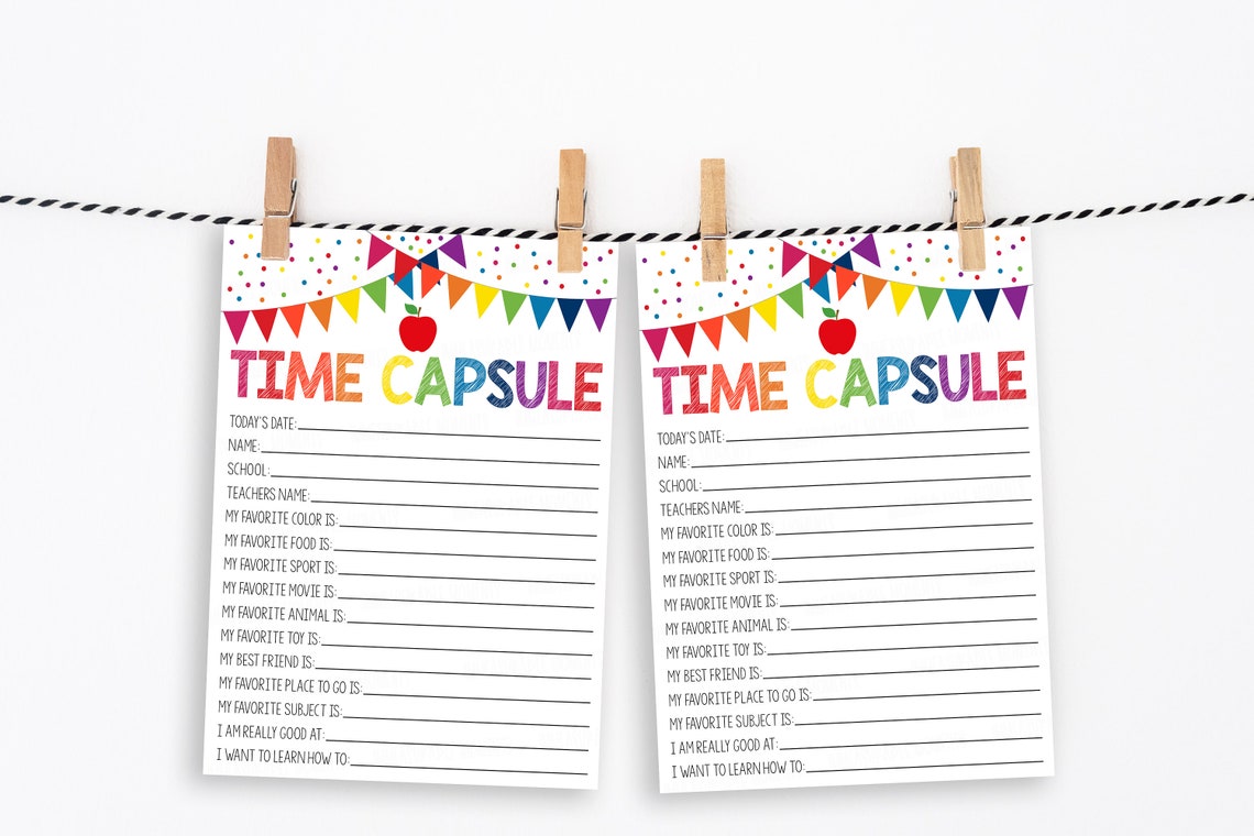 Time Capsule Printable Kids Student Memory Sheet School - Etsy