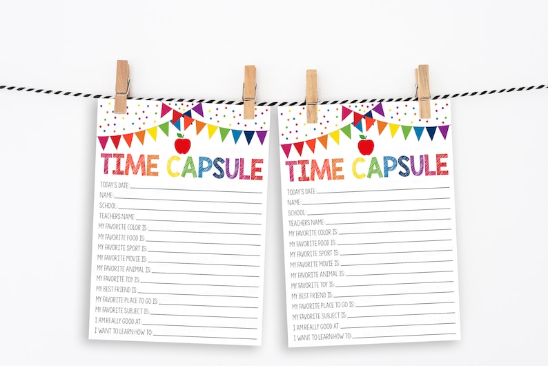Time Capsule Printable Kids Student Memory Sheet School - Etsy