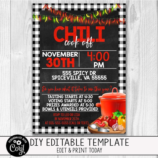 Chili Lunch Invitation - Etsy