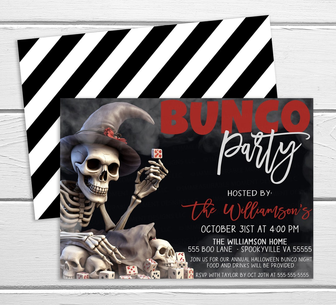 Halloween Bunco Night Invitation Flyer, Editable Fall Bunco Dice Party ...