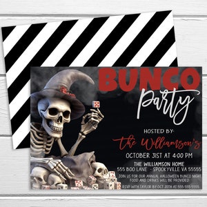 Halloween Bunco Night Invitation Flyer, Editable Fall Bunco Dice Party ...