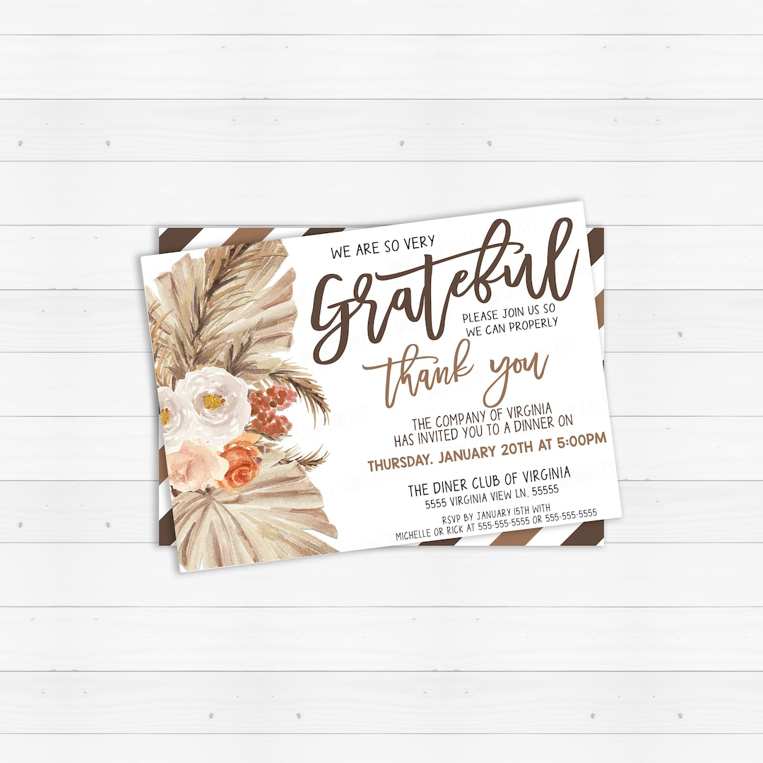 Appreciation Dinner Lunch Invitation Editable Grateful Staff - Etsy