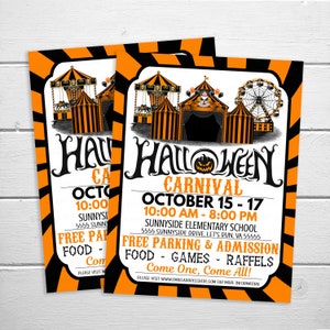 Halloween Carnival Flyer, Editable Printable, School PTO PTA Invitation ...