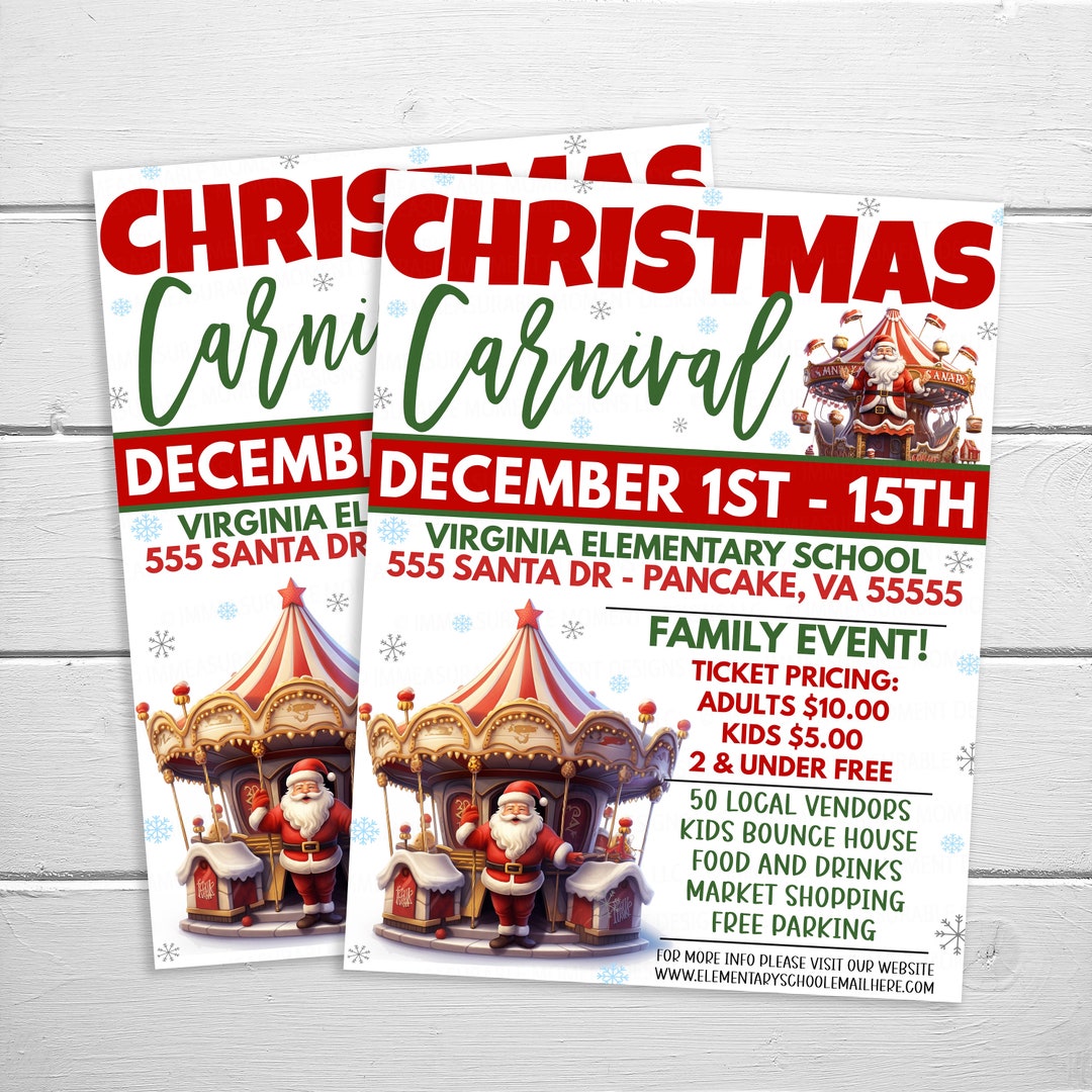Christmas Carnival Fundraiser, Holiday Carnival Event, Family School ...