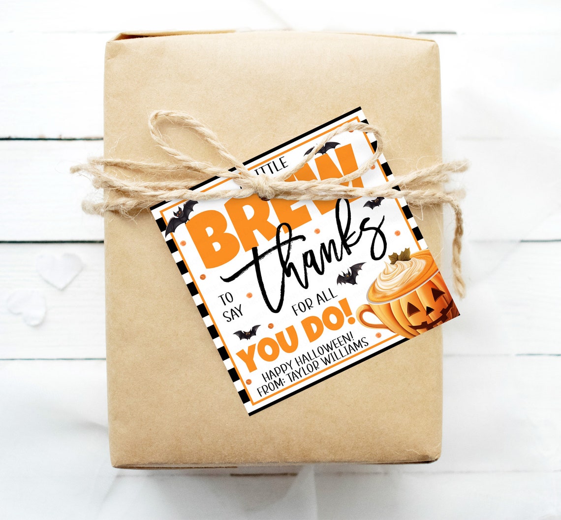 Halloween Appreciation Caffeine Gift Tag, A Brew for You, Coffee Latte ...