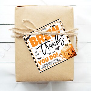 Halloween Appreciation Caffeine Gift Tag, A Brew for You, Coffee Latte ...
