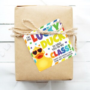 Valentine's Day Rubber Duck Gift Tag, Lucky Duck, Printable Gift for ...