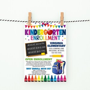 Kindergarten Enrollment Registration Flyer, Editable Printable Open ...