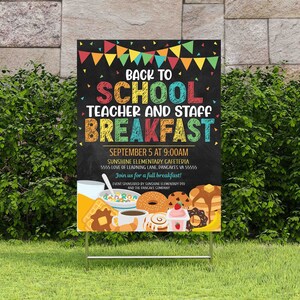 Back to School Teacher Staff Breakfast Flyer, PTO PTA School Fundraiser ...