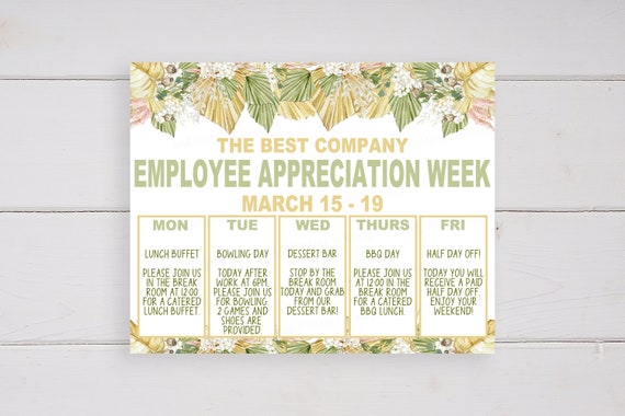 Editable Staff Appreciation Week Itinerary, Employee Appreciation Week ...