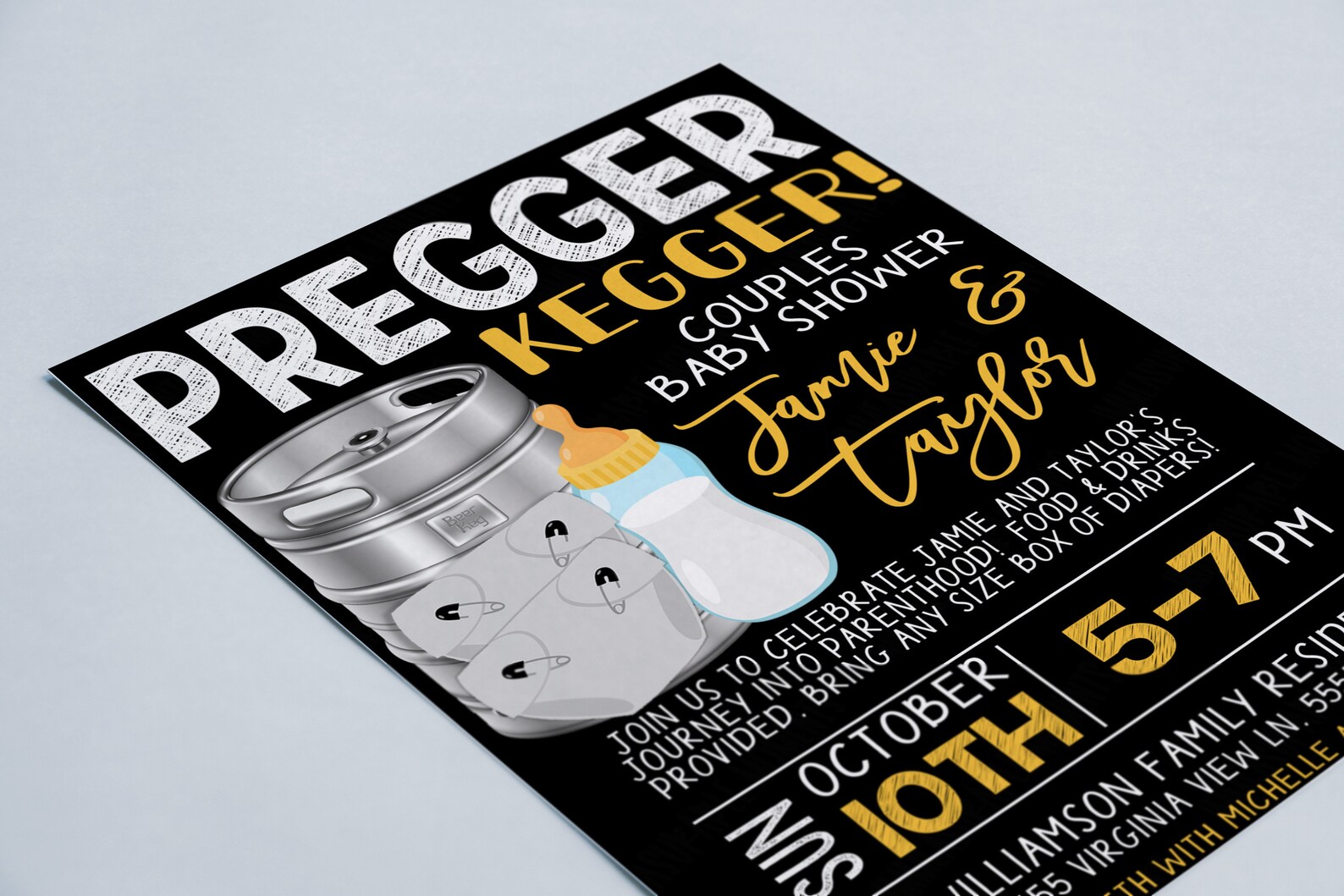 Pregger Kegger Invitation Co-ed Baby Shower Invite Diaper | Etsy