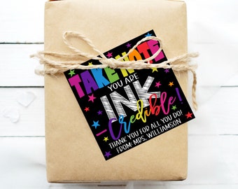 Pen Thank You Gift Tags, Take Note You Are Ink-credible, Teacher Staff ...
