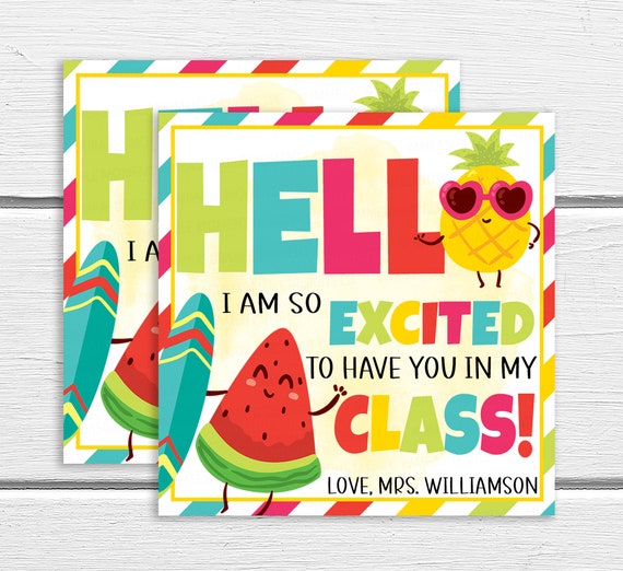 Back To School Gift Tag, Hello I'm Excited To Have You In My Class ...