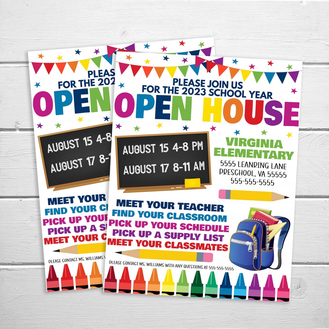 School Open House Flyer, Editable Back to School Invite, Meet the ...