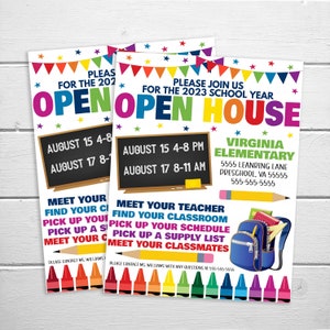 School Open House Flyer, Editable Back to School Invite, Meet the ...