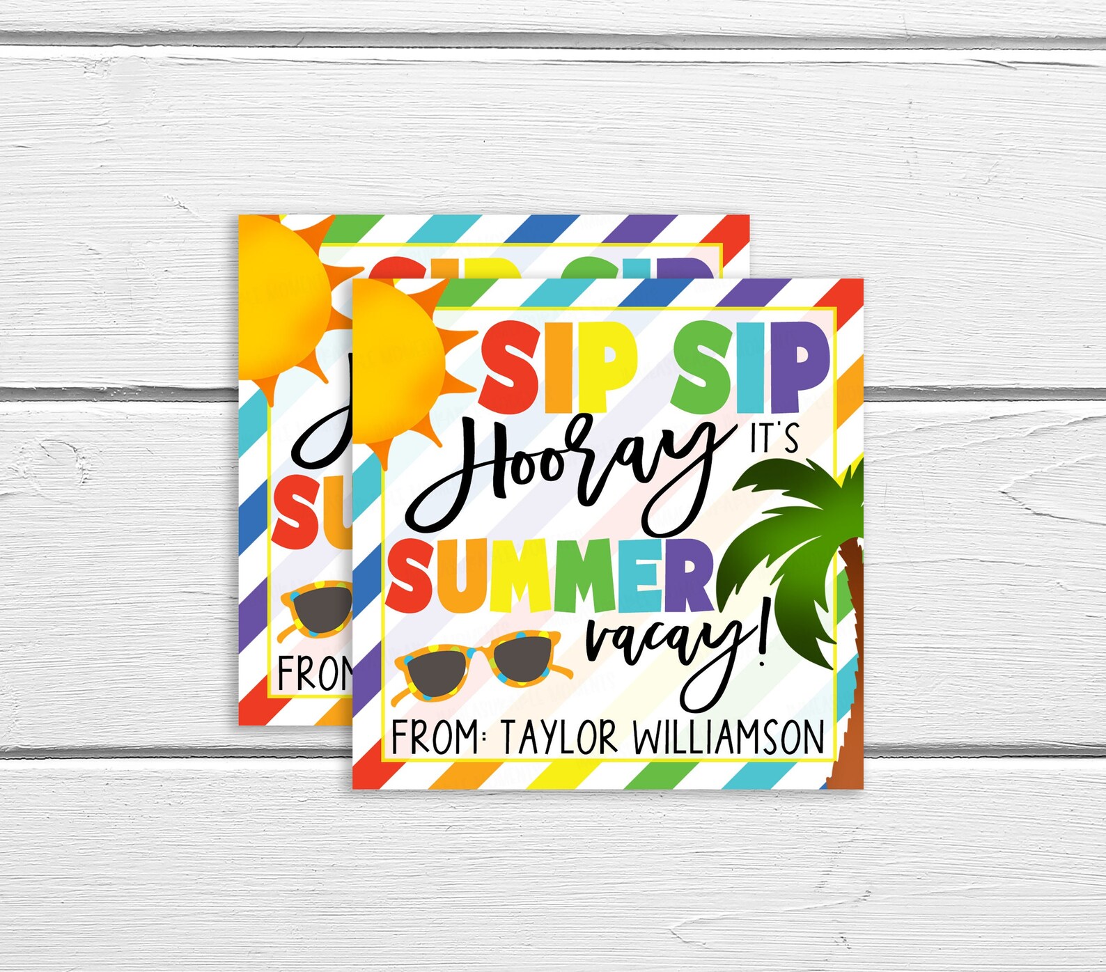 Sip Sip Hooray Summer Vacay Teacher Gift Thank You Tag - Etsy