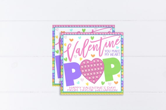 Valentine Pop Gift Tags, Editable Fidget Gift Tag, You Make My Heart ...