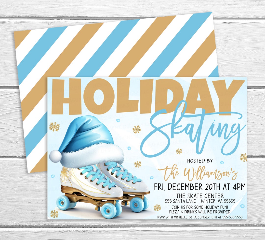 Holiday Skating Party Invitation, Winter Skate Invite, Let's Roll ...