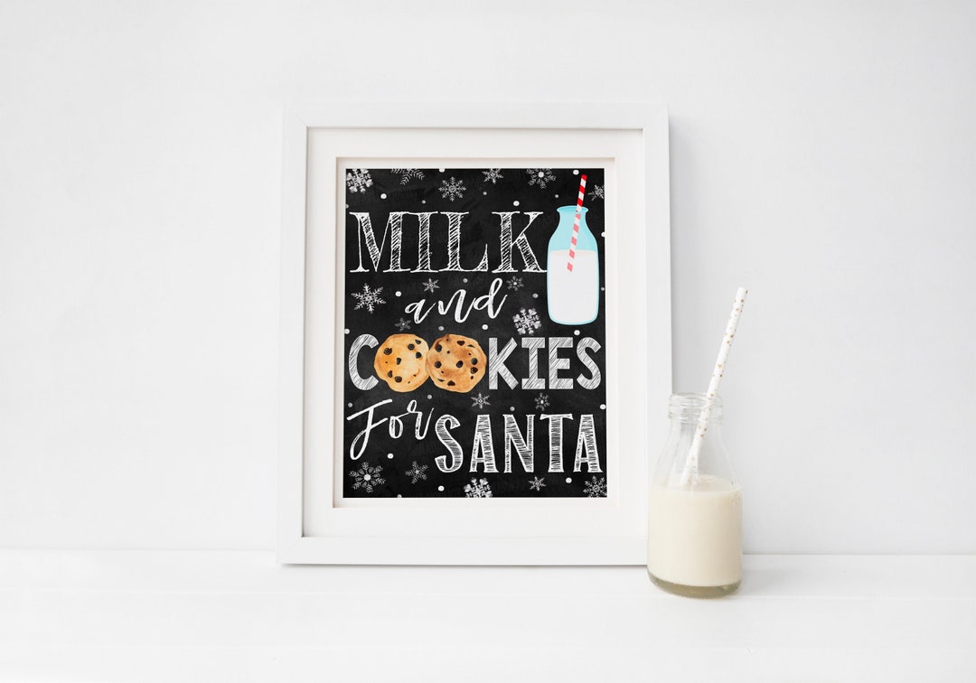 Milk and Cookies Sign for Santa, Santa Cookie Sign, Milk and Cookies ...