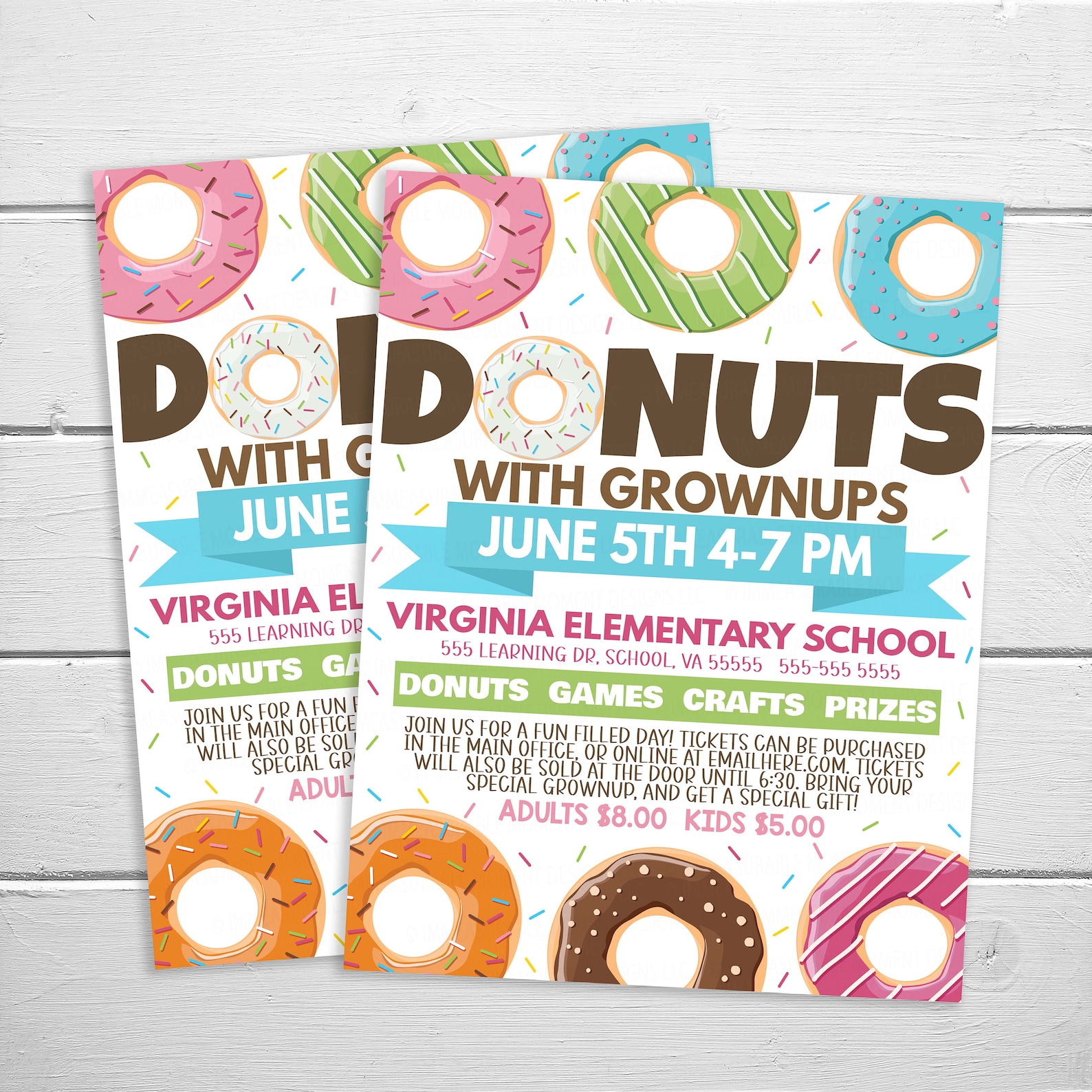 Donuts With Grownups Flyer School PTO PTA Father Mother - Etsy