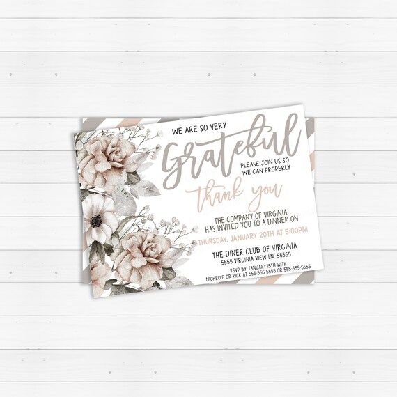 Appreciation Dinner Lunch Invitation, Editable Grateful Staff Employee ...