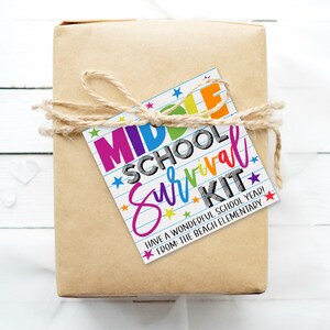 Middle School Survival Kit Gift Tag, Printable Editable Gift Bag ...