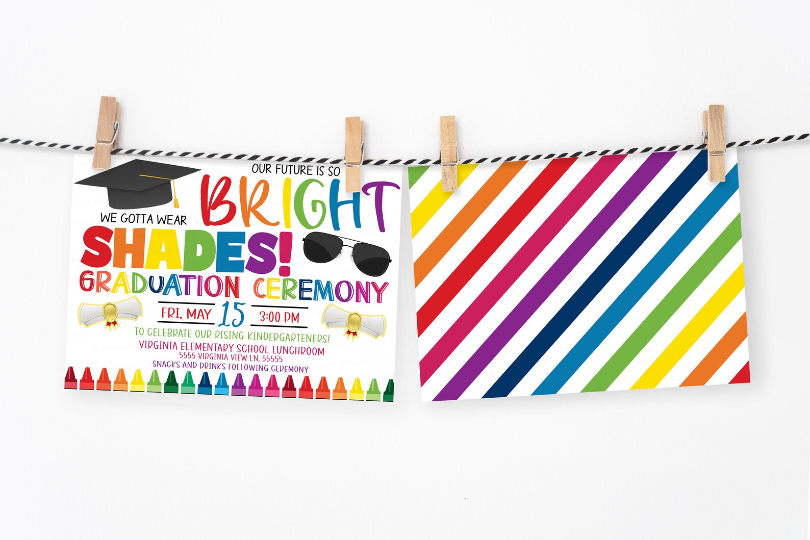 Preschool Graduation Invitation, Kindergarten Prek Elementary Ceremony ...