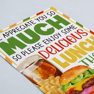 Lunch Thank You Sign, Appreciate You so Much Enjoy Lunch, Staff ...