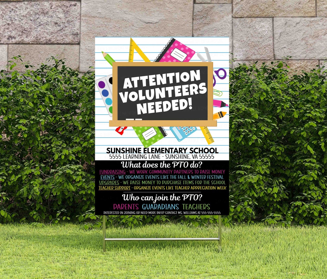 PTO PTA Flyer, Editable Printable Volunteers Needed, Informational Form ...